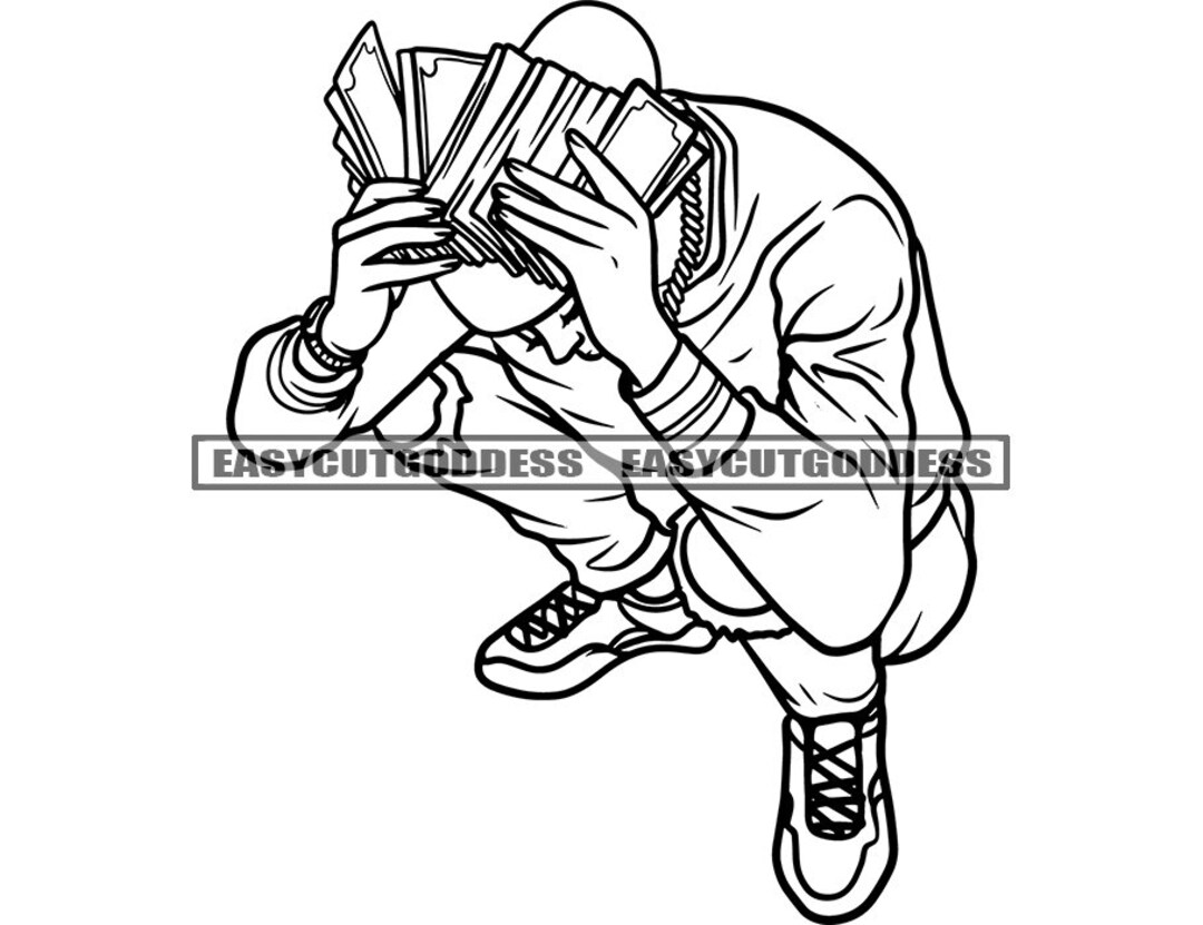 Hustler Bank Man Money Cash Grinding Hustling Street Dope Boy Bragging ...