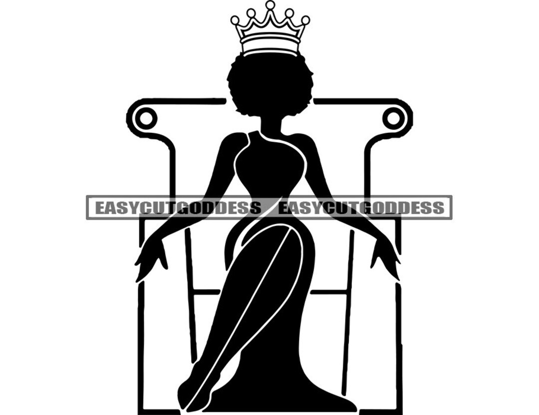 Afro Black Woman Queen Sitting Throne Crown Majesty Royal Highness ...