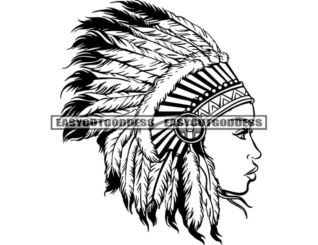 Female Indian Cherokee Woman Chief Native Warrior Apache Feather ...