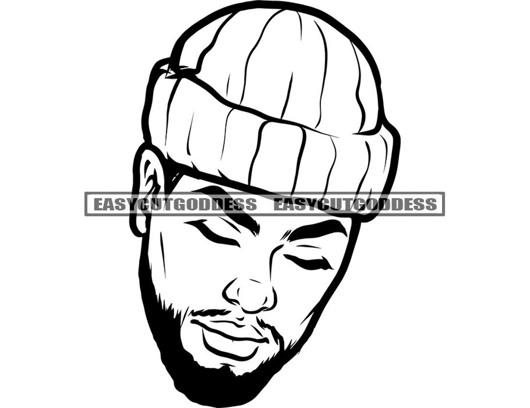 Man Portrait Closed Eyes Beard Mustache Winter Hat Male Face Mix ...