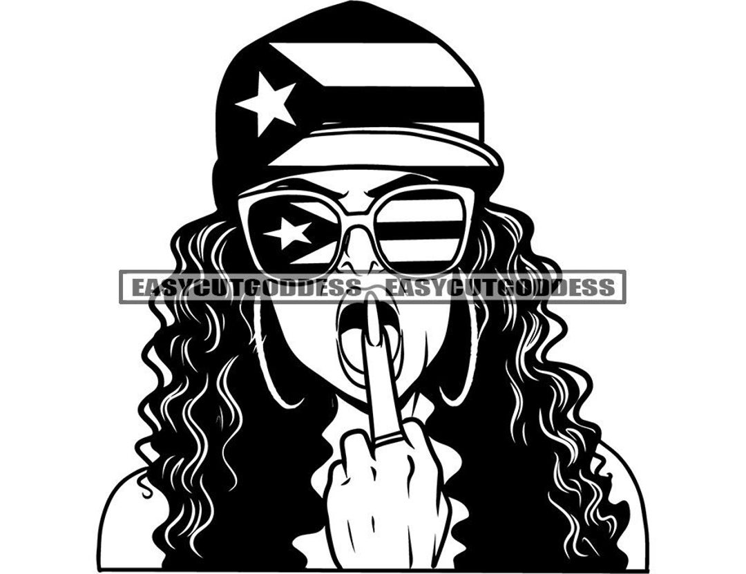 Melanin Latina Woman Baseball Hat Cap Puerto Rico Flag Glasses Middle ...