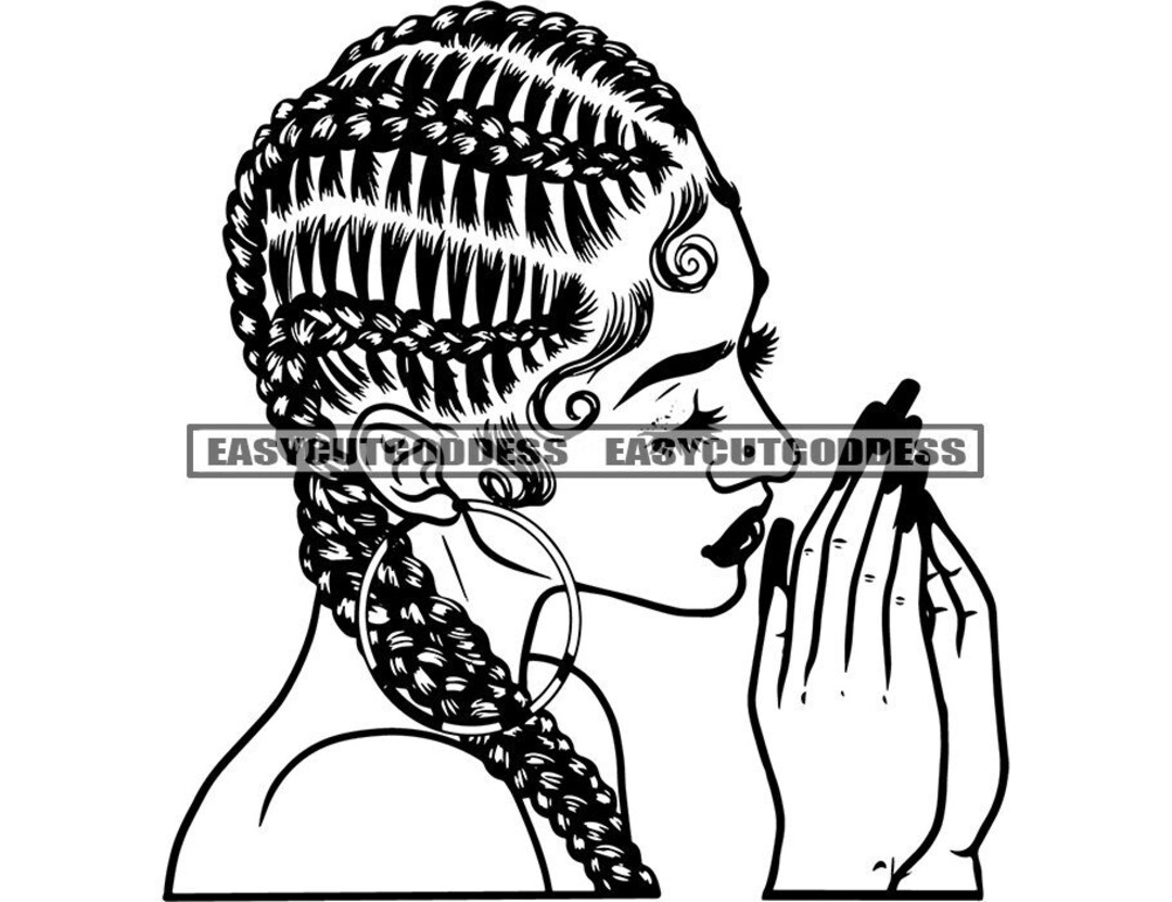 Pretty Woman Praying God Braided Braids Ponytail Hair Closed up Beauty ...