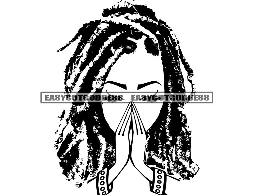 Melanin Woman Praying Prayers Hands Locs Hair Religion Grace Spiritual ...
