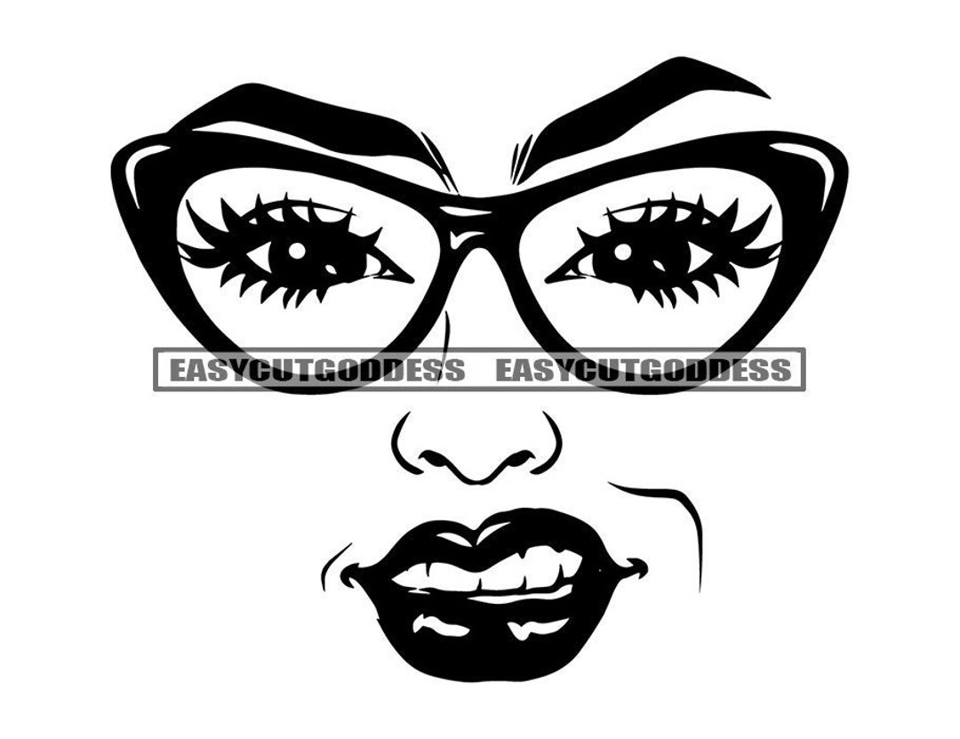 Woman Face Portrait Closed up Mean Facial Expression Fashion Glasses ...