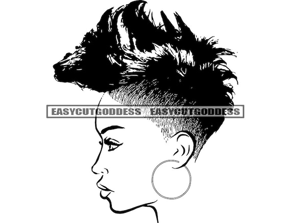 Woman Female Face Mohawk Hairstyles Hoop Earrings Make up - Etsy