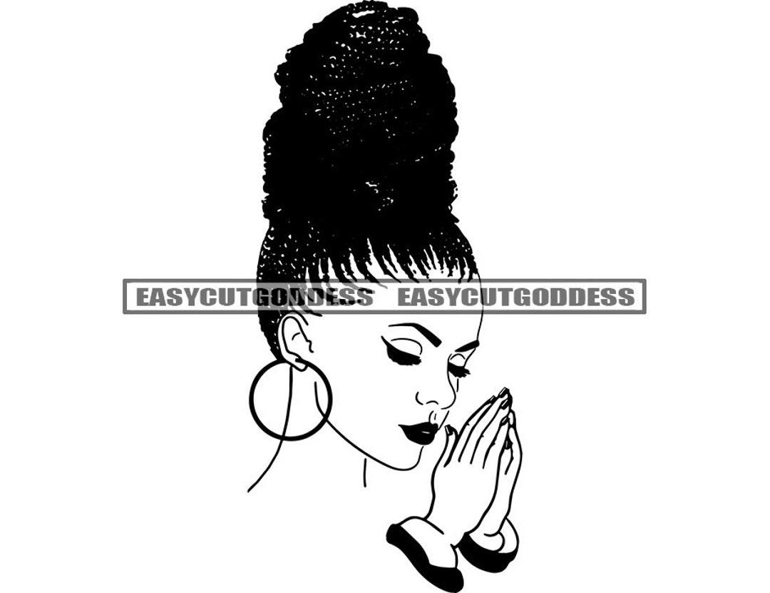 Woman Praying God Lord Braids Hair Bun Prayers Pray Faith Worship ...