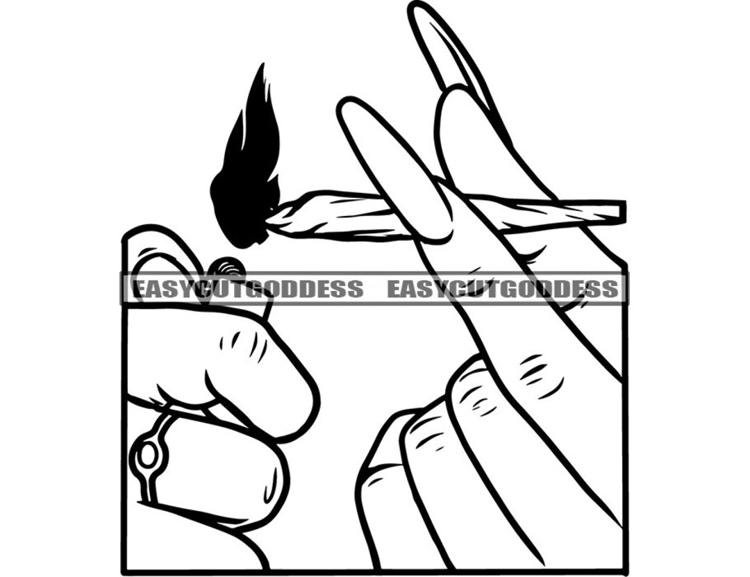 Female Hand Lighting Cigar Herbs Grass Fire Flame Smoke Woman Long ...