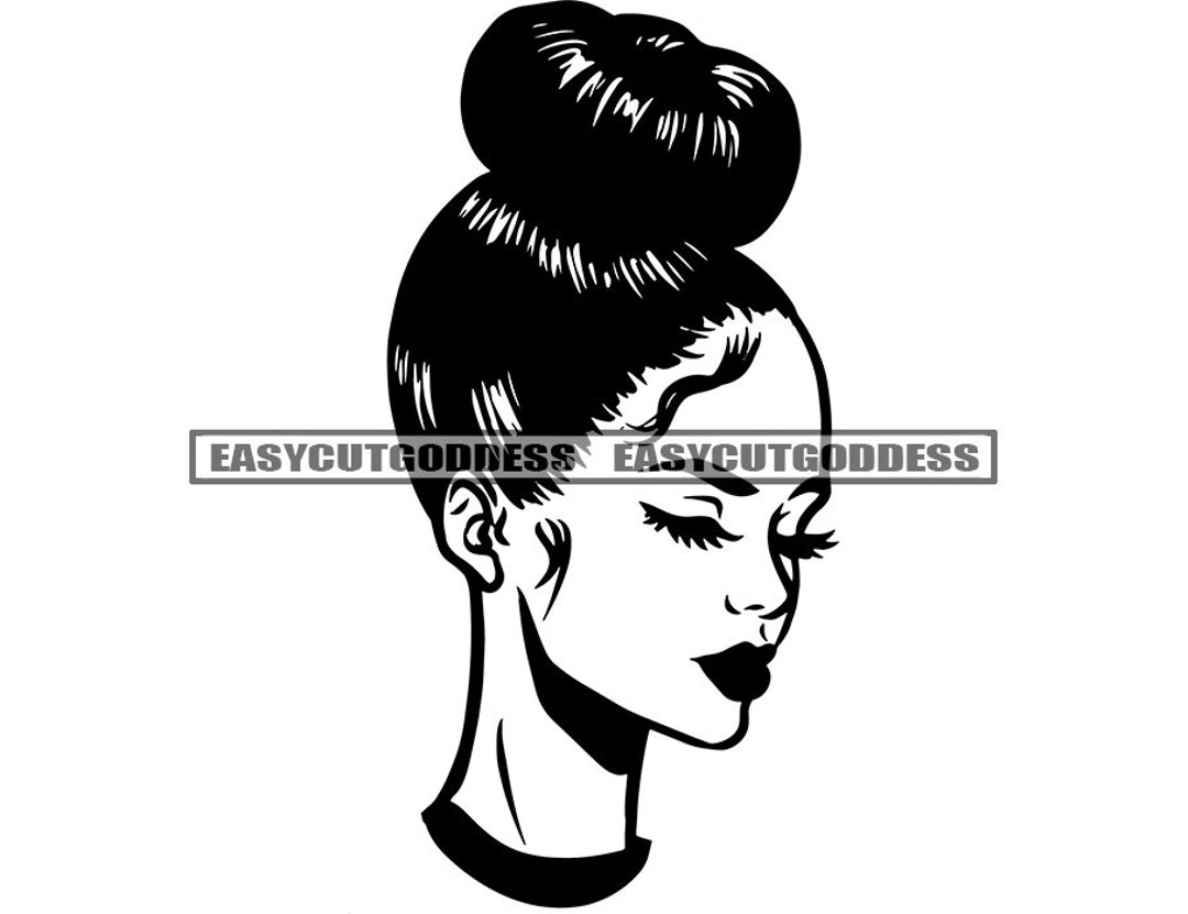 Beautiful Lady Latina Melanin Woman Portrait Closed up Messy Bun ...