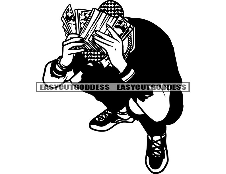 Hustling Bank Man Holding Money Cash Grinding Street Dope Boy - Etsy