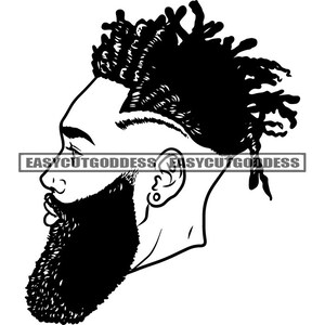 Attractive Handsome Bearded Black Man Long Beard Mohawk Hair Logo ...