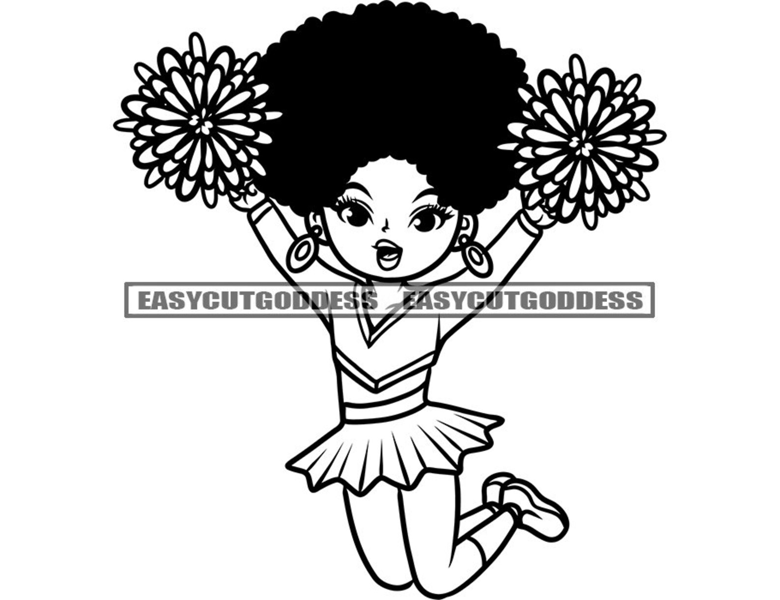 Afro Black Girl Cheerleader Cheer Dancer Cheerleaders Football American ...