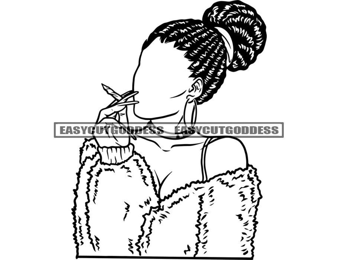 Melanin Woman Smoking Herbs Portrait Faceless No Face Dreads Locs ...