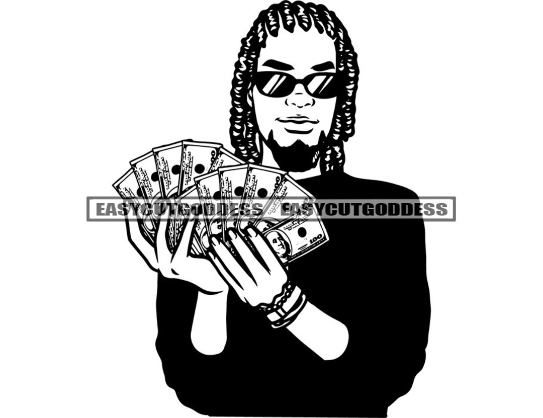 Hustler Melanin Man Showing Money Spread Dreads Locs Hair Sunglasses ...