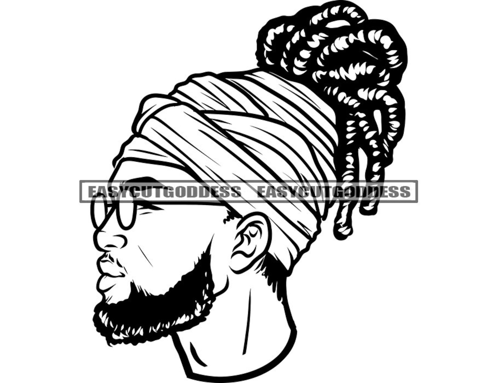 Bearded Black Man Dreadlocks Locs Hair Head Band Wrap Sunglasses ...