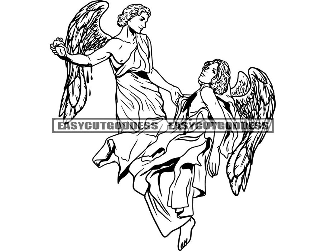Angel Man Ripping Heart From Woman Angel Evil Pain Blood Bleeding Wings ...