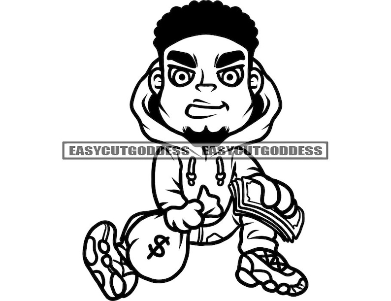 Dope Boy Cartoon Character Man Hoodie Money Bag Stack Hustler - Etsy