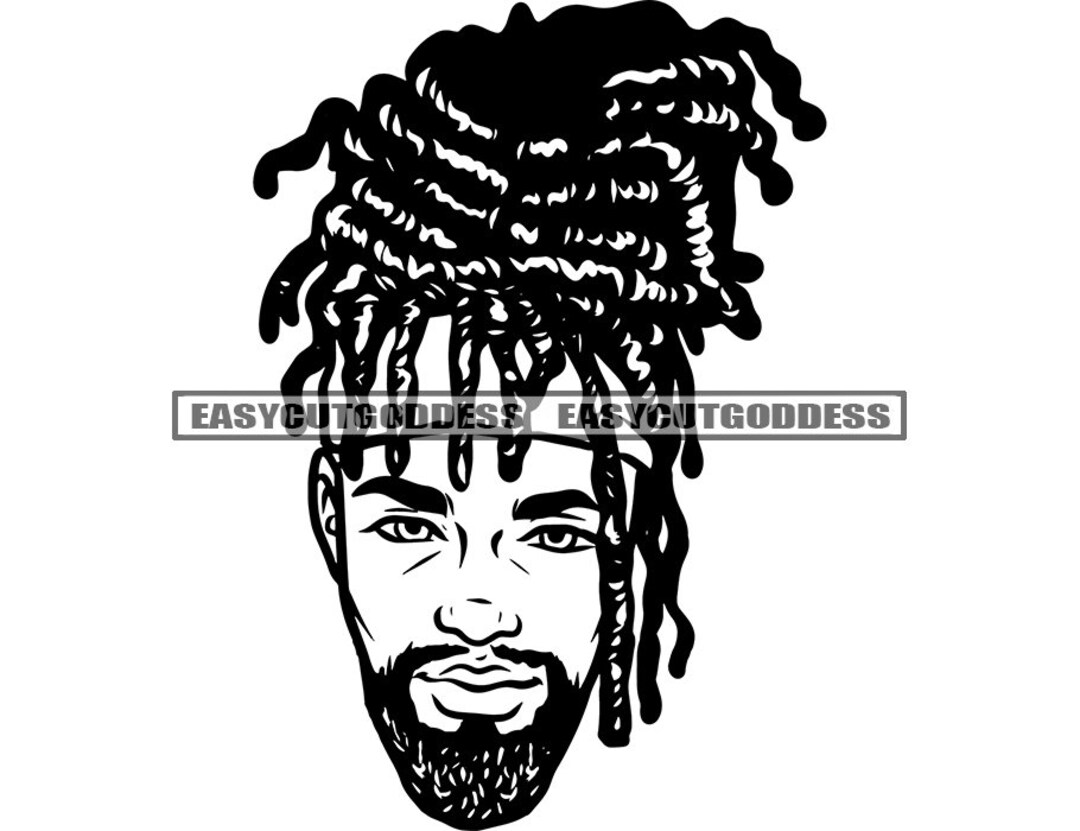 Attractive Bearded Black Man Beard Locs Dreads Hair Bun Portrait ...