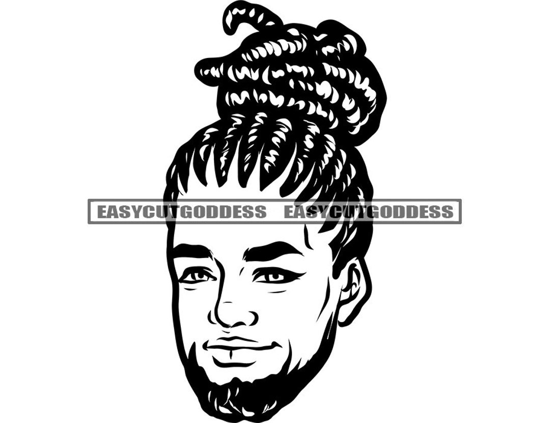 Melanin Latino Man Face Portrait African American Ethnic Dreads Locs ...