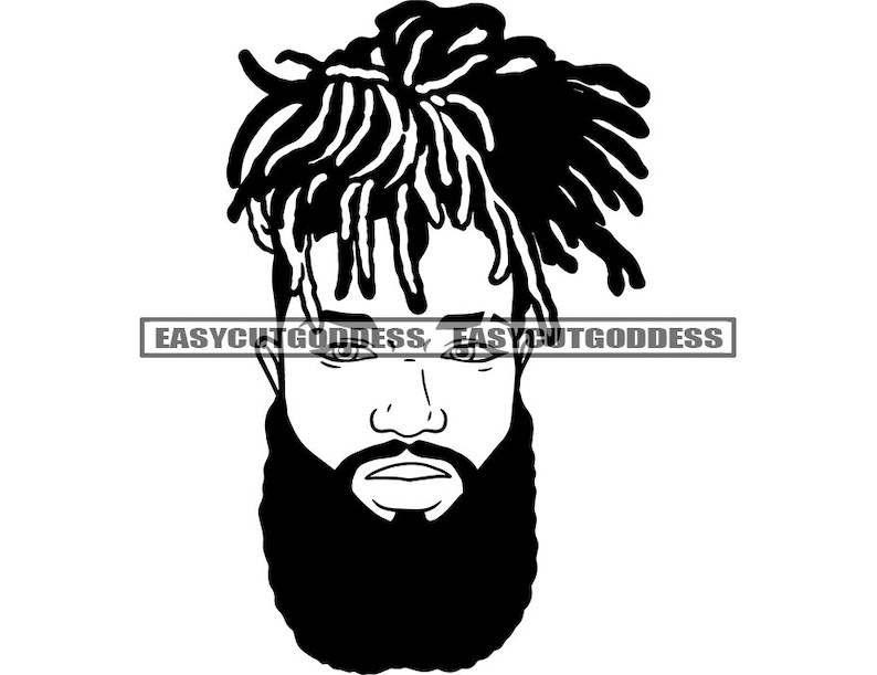 Black Man Face Locs Dreads Hairstyle Closed up Bearded Beard - Etsy