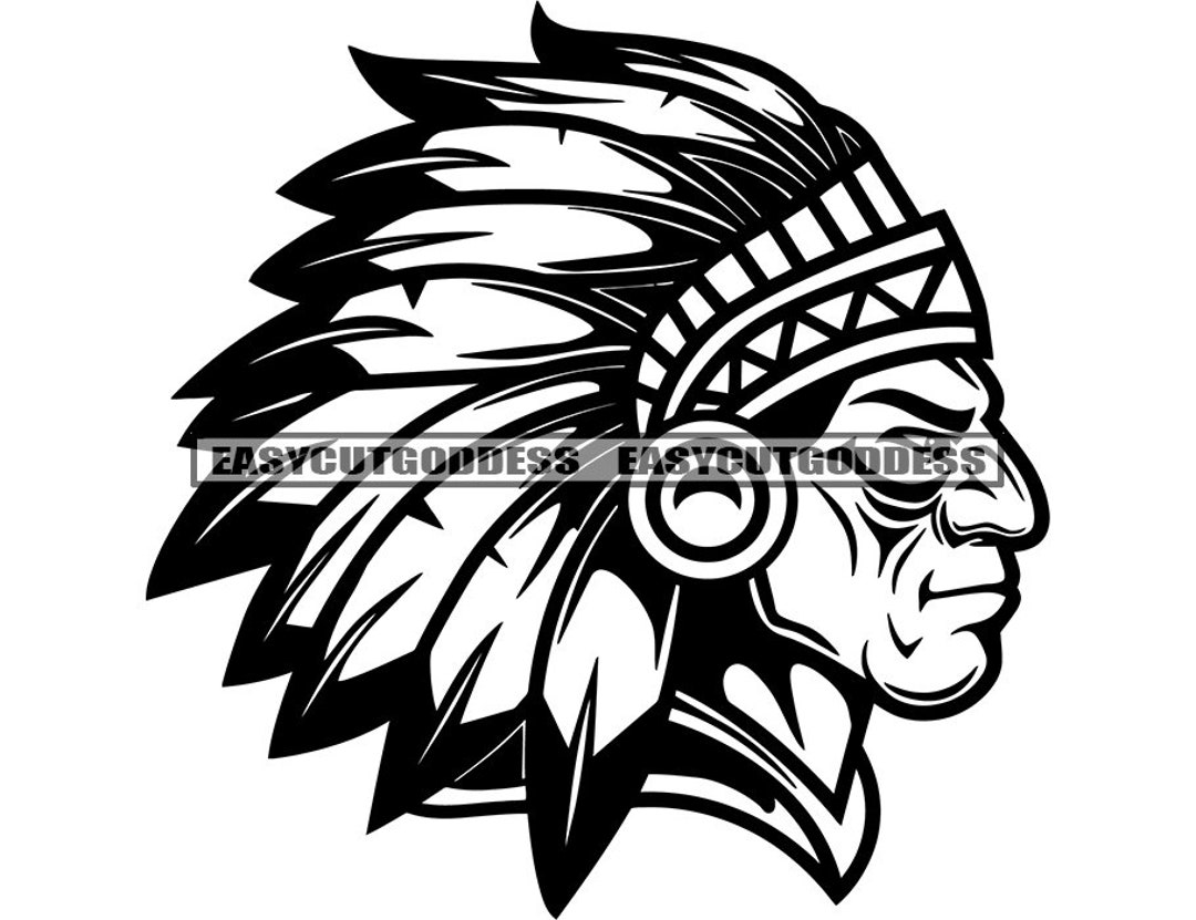 Cherokee American Man Chief Indian Native Warrior Apache Feather ...