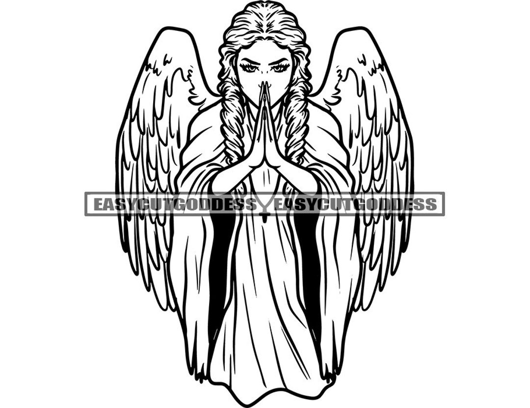 Angel Woman Praying God Wings Fantasy Fairy Goddess Lord Prayers Hands ...