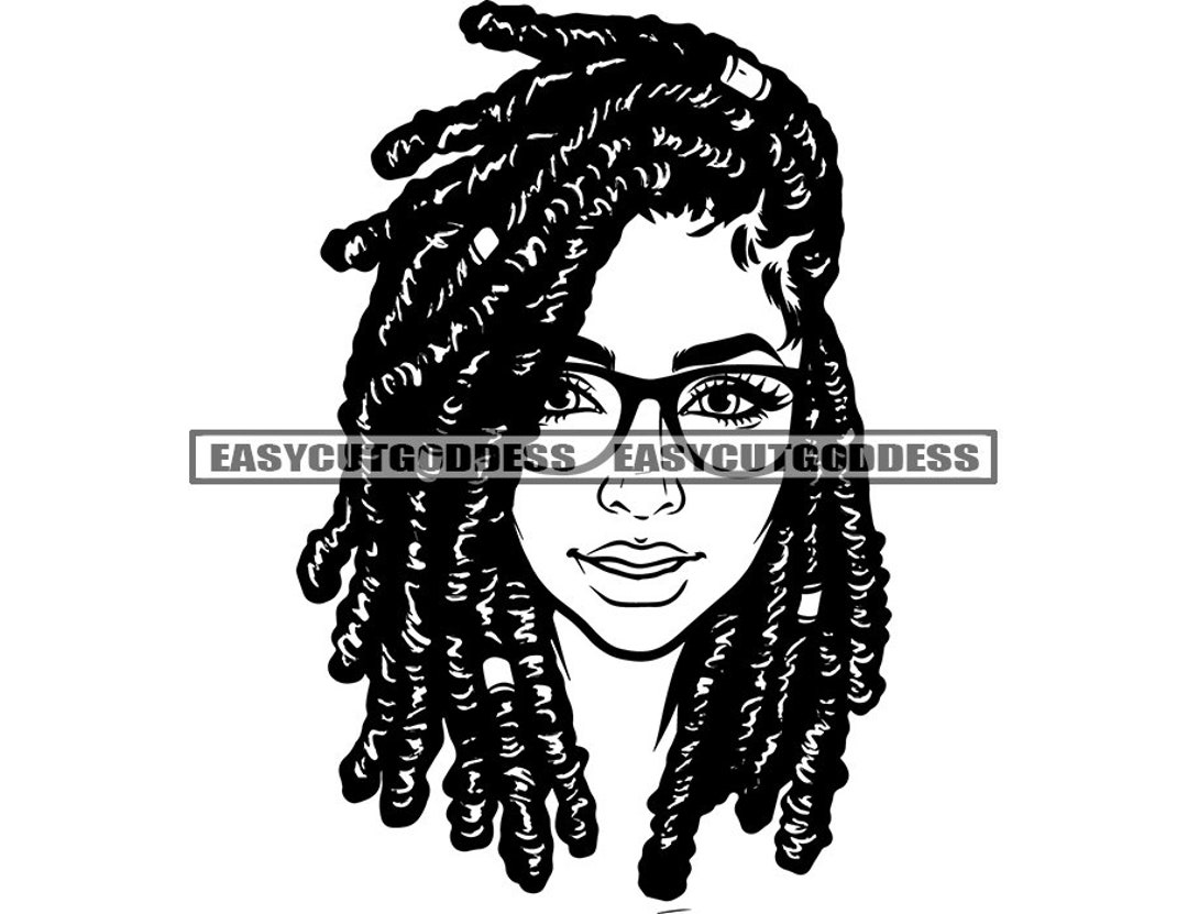 Beautiful Woman Portrait Dreads Locs Hairstyle Reading Glasses Melanin ...