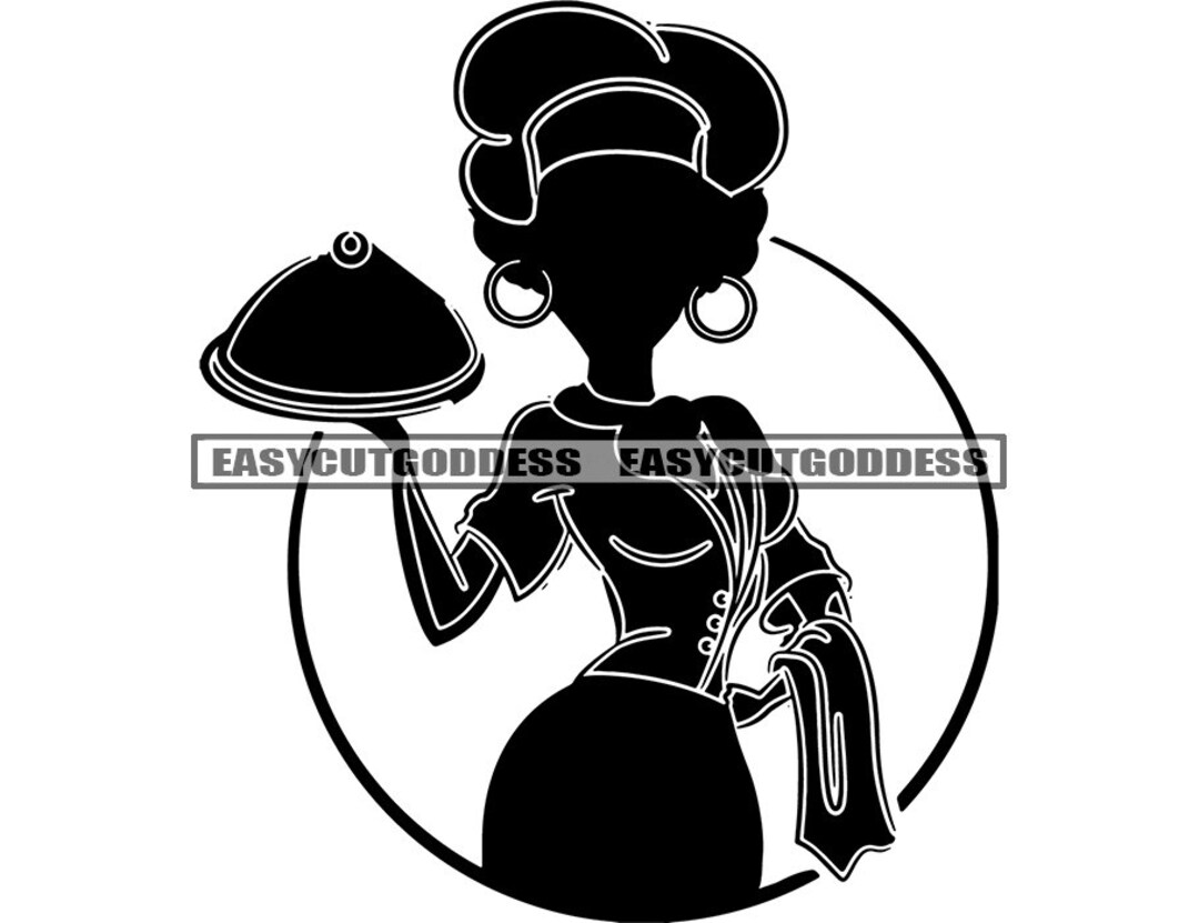 Woman Chef Silhouette Food Tray Uniform Hat Culinary Kitchen Cooker ...