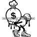 Money Bag Cartoon Character Carrying Bag Full Cash Wealthy - Etsy
