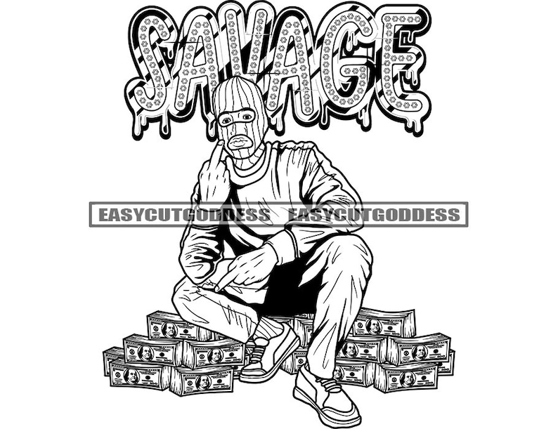 Savage Gangster Man Wearing Ski Mask Middle Finger Burglar - Etsy