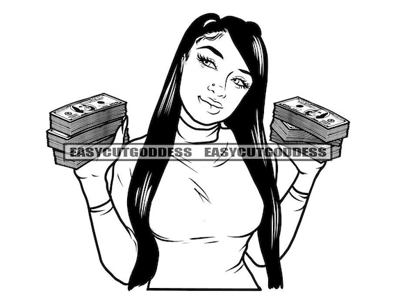 Melanin Latina Woman Bragging Money Stacks Hustler Cash - Etsy
