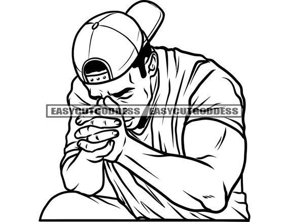Man Praying To God Drawing