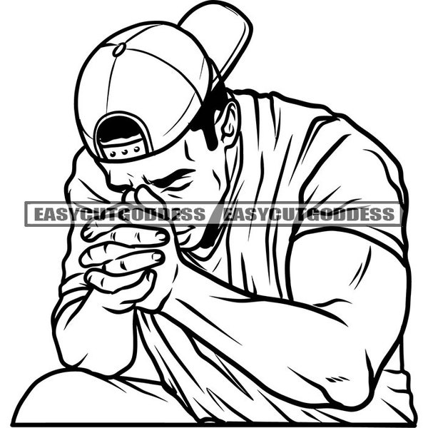 African American Man Praying Svg - Etsy