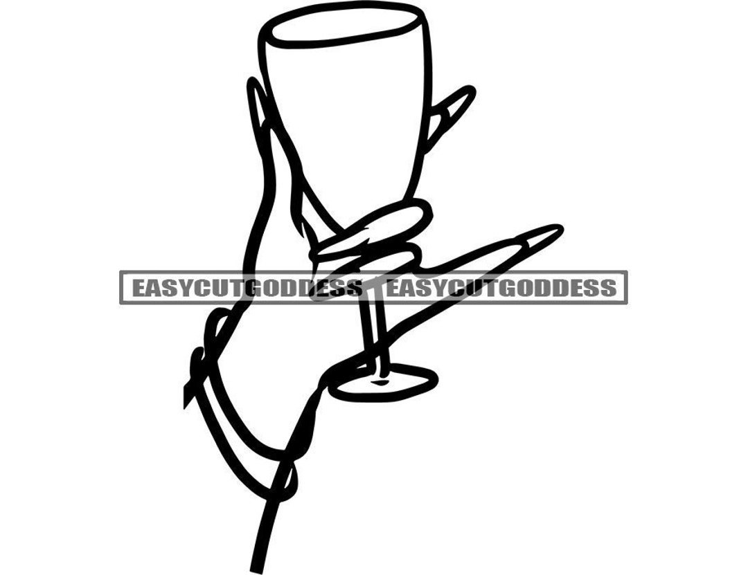 Female Hand Holding Wine Glass Woman Fingers Long Nails New Trending ...