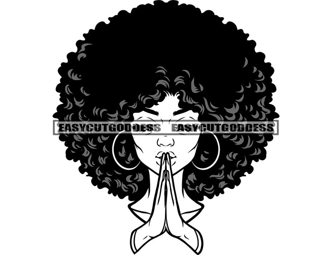 Older Lady Praying God Afro Hair Elderly Senior Prayers Pray Lord Faith ...