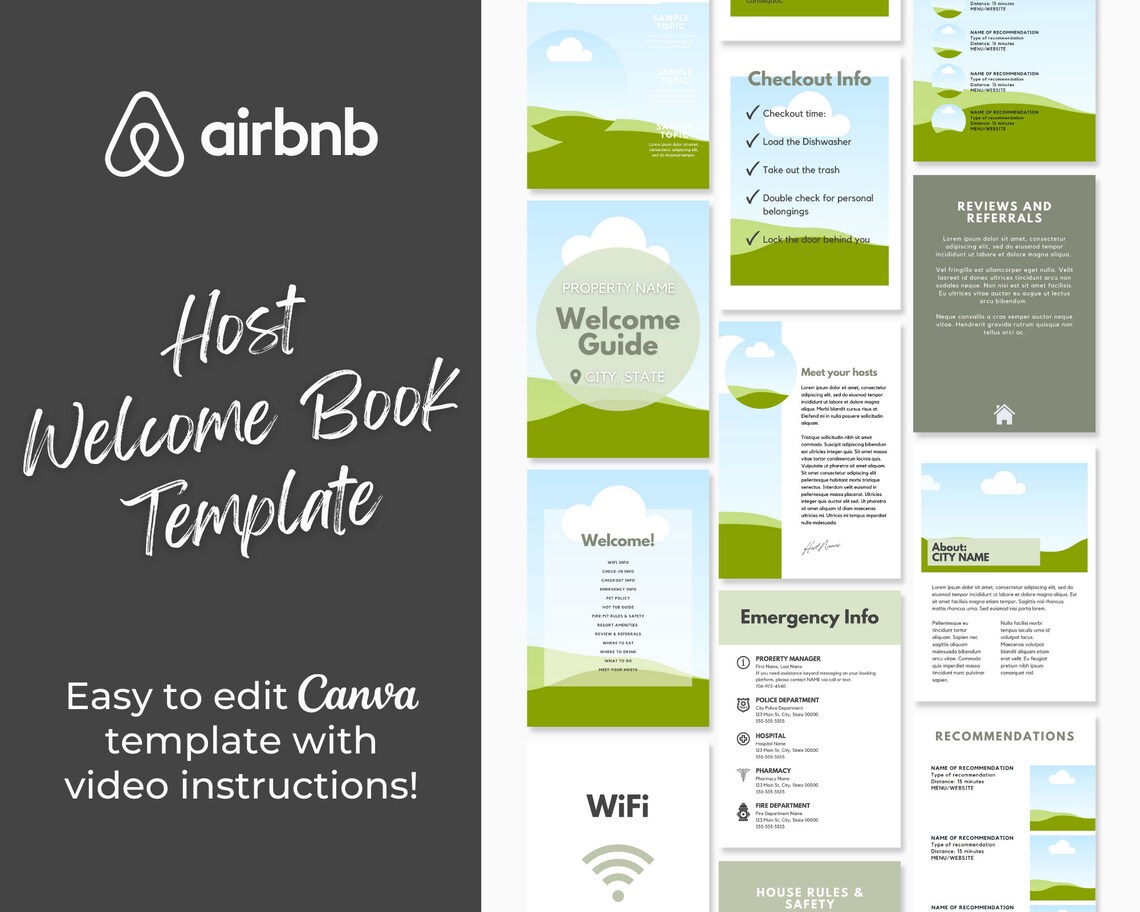 Editable Airbnb Welcome Book Canva Template, Printable Air BNB Welcome ...