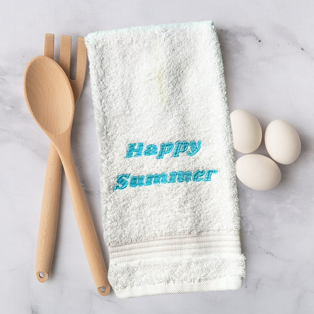 Happy Summer Plush Hand Towel / Summer Hand Towels / Summer Bathroom ...