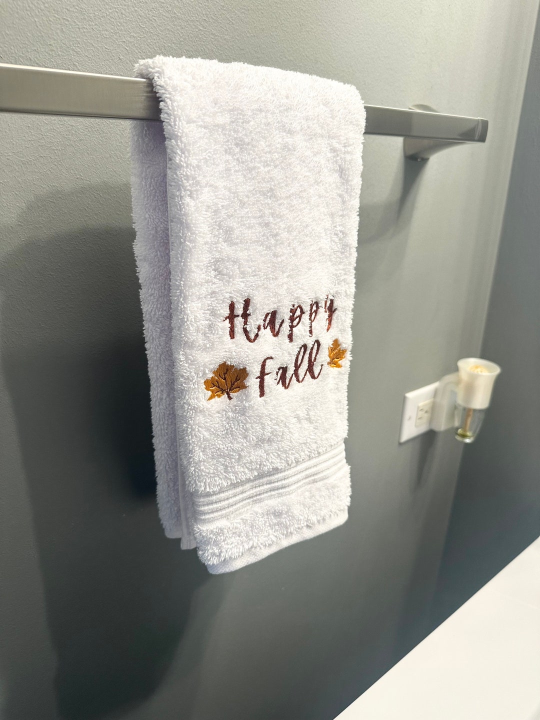 Happy Fall Plush Hand Towel / Fall Hand Towels / Fall Bathroom - Etsy