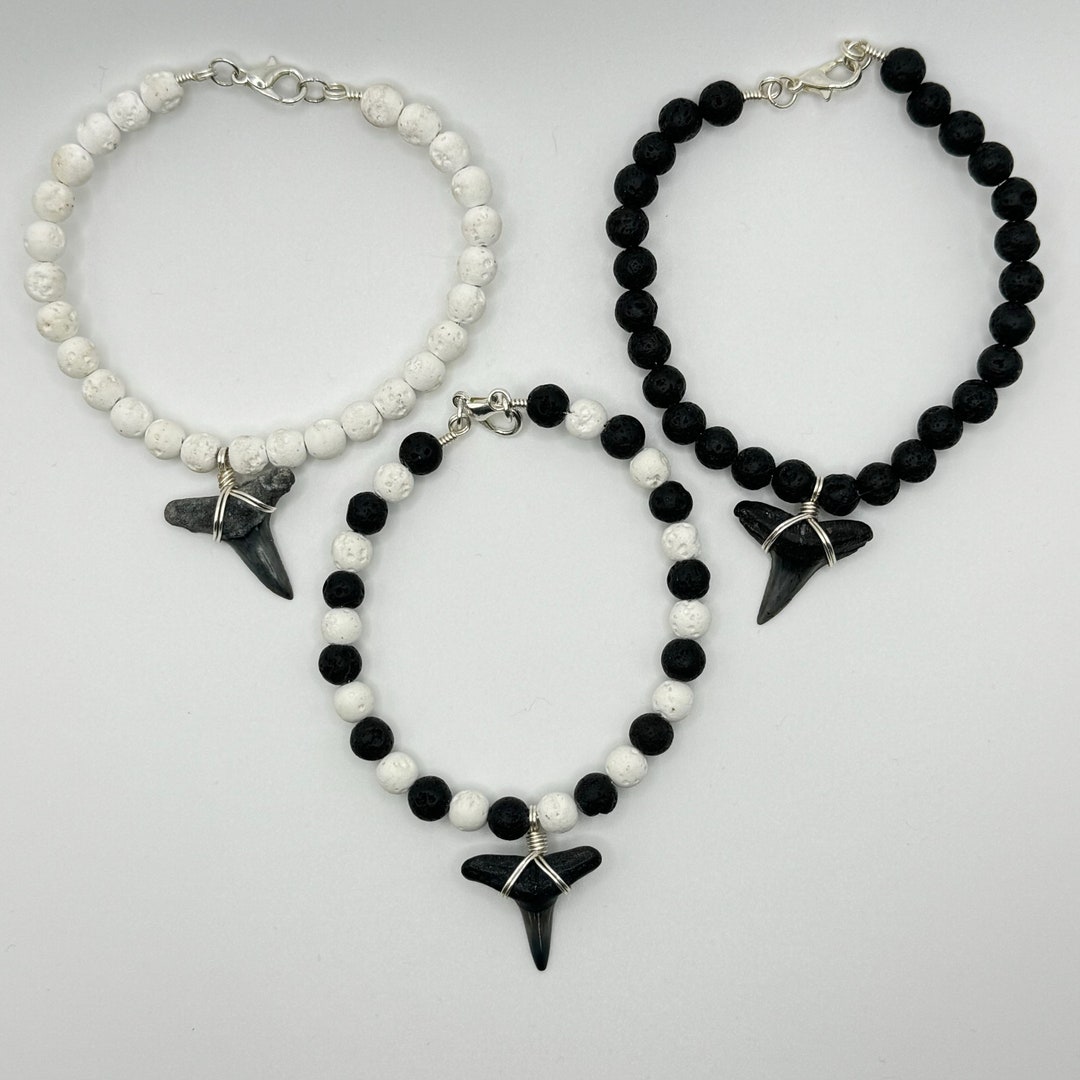 Fossilized Shark Tooth Bracelet , Beach Bracelet , Surfer Bracelet - Etsy