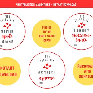 Printable Apple Sauce Valentine - Etsy