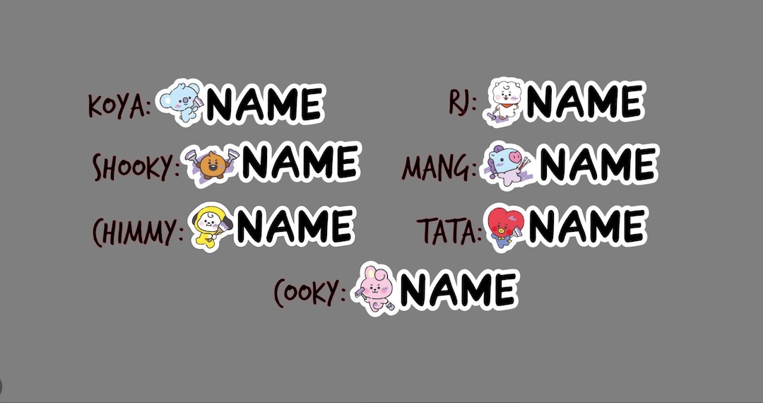 BTS' BT21 MINI Nametag Vinyl Sticker - Etsy