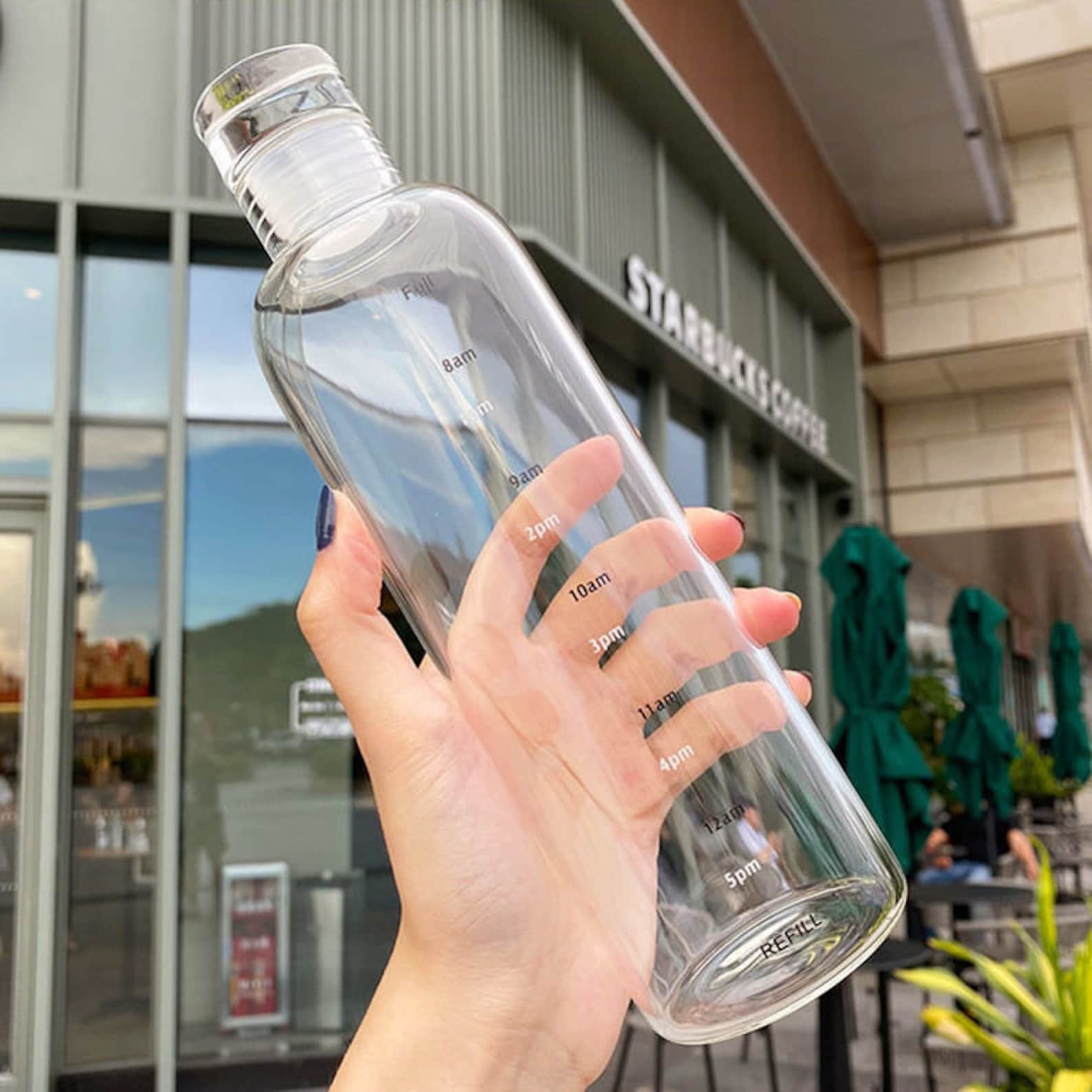 Time Scale Glass Water Bottle With Lid Clear Water Bottle Etsy
