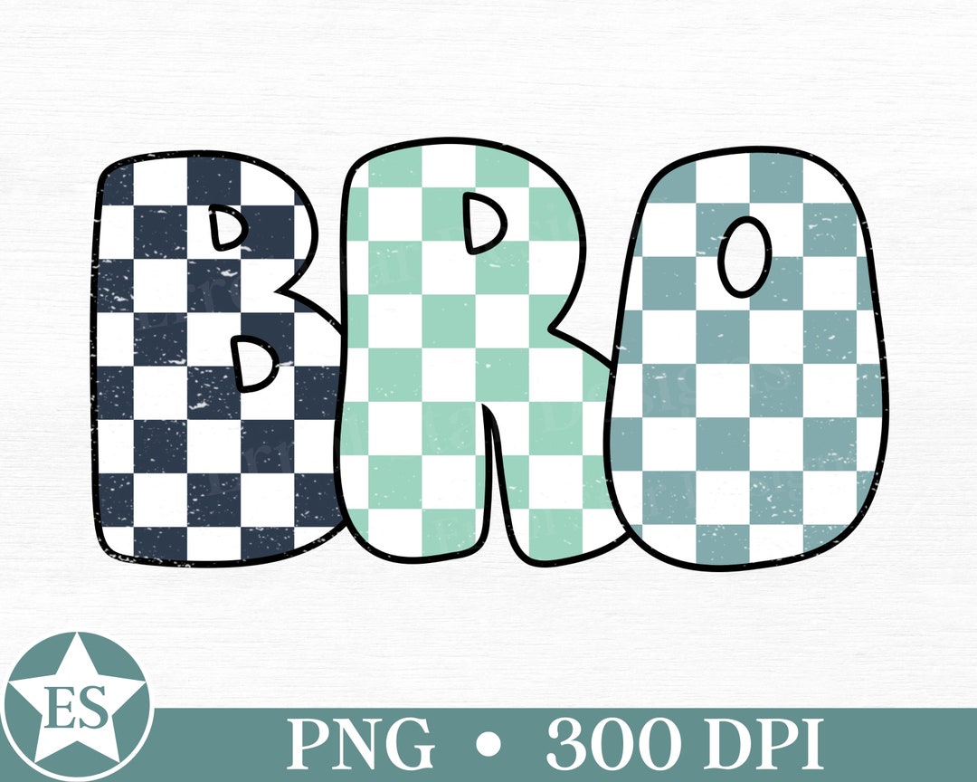 Retro Bro PNG | Blue Checkered Brother Png Bro Sublimation Design ...
