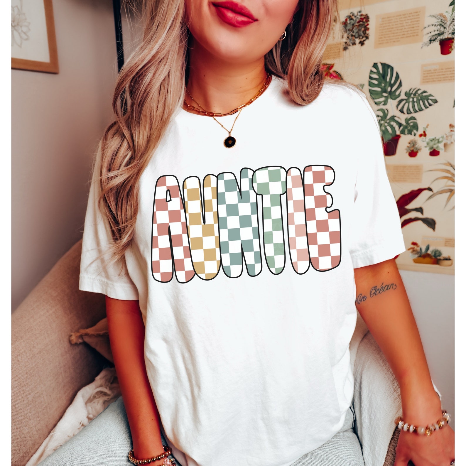 Retro Auntie PNG | Checkered Auntie Png Trendy Aunt Png Sublimation ...
