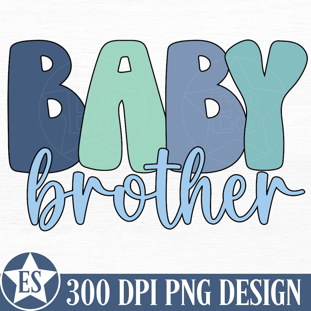 Retro Baby Brother PNG Sublimation Design | Blue Little Brother Png ...