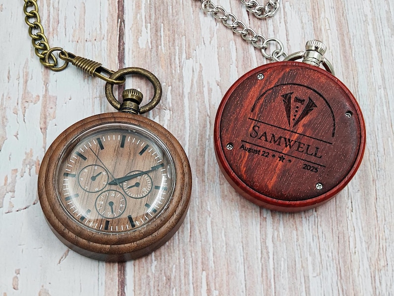Men's Country Style Wooden Pocket Watch - Unique Retirement Gift ...