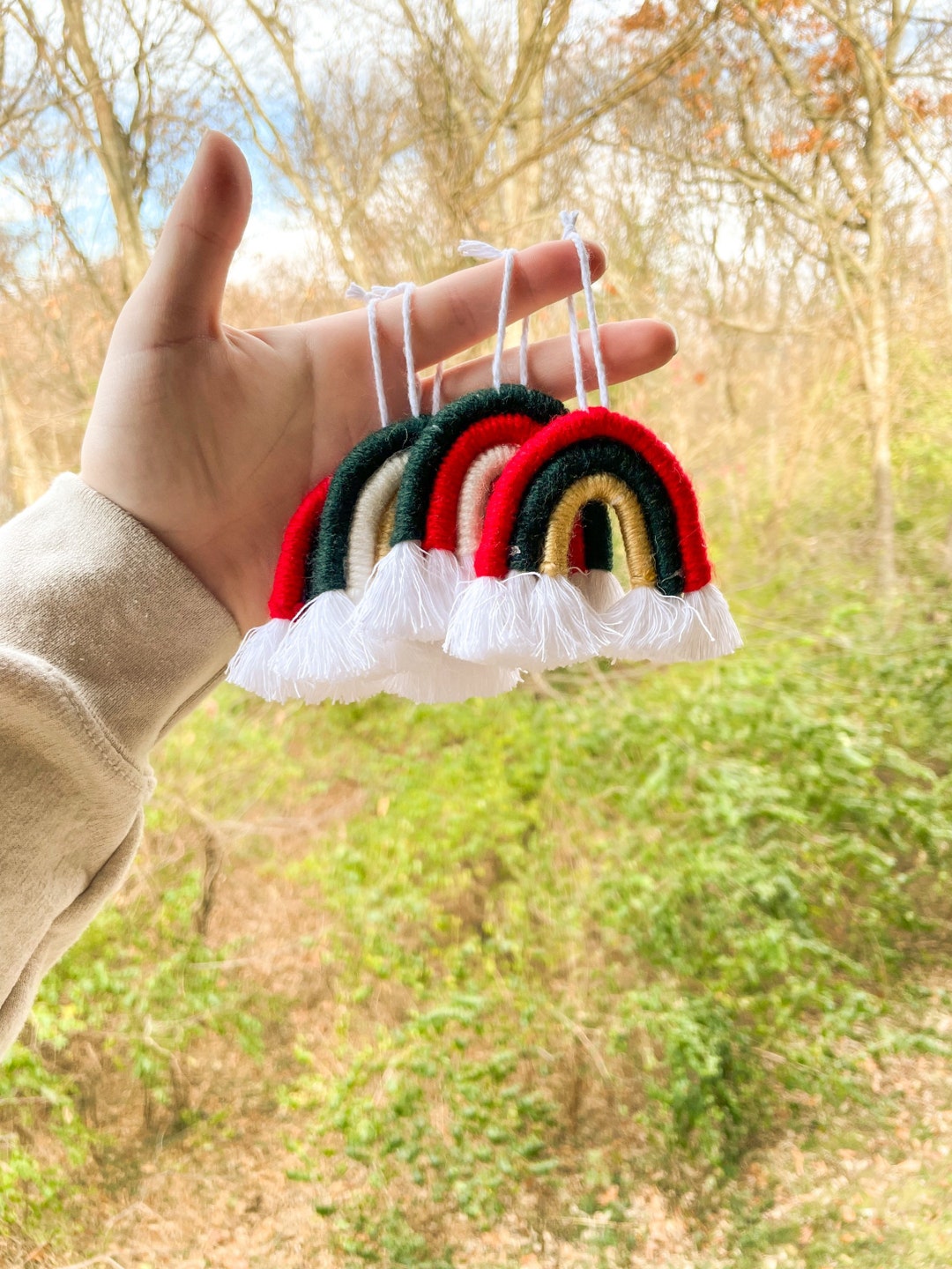 Macrame Mini Rainbow Christmas Ornaments | Mini Rainbow Ornaments ...