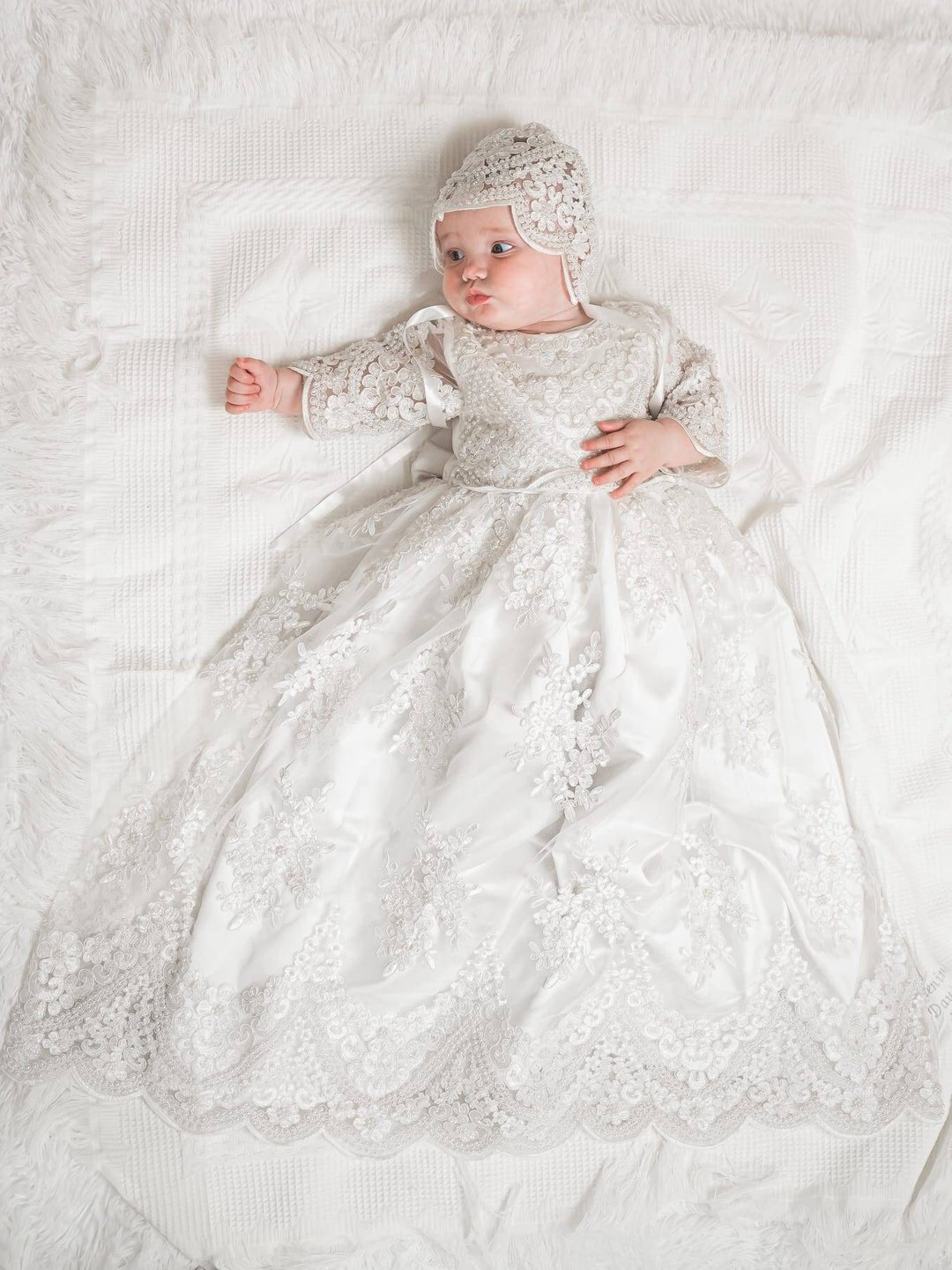 MILKY WHITE Christening Dress for Girl | Baby Blessing Dress | Baptism ...