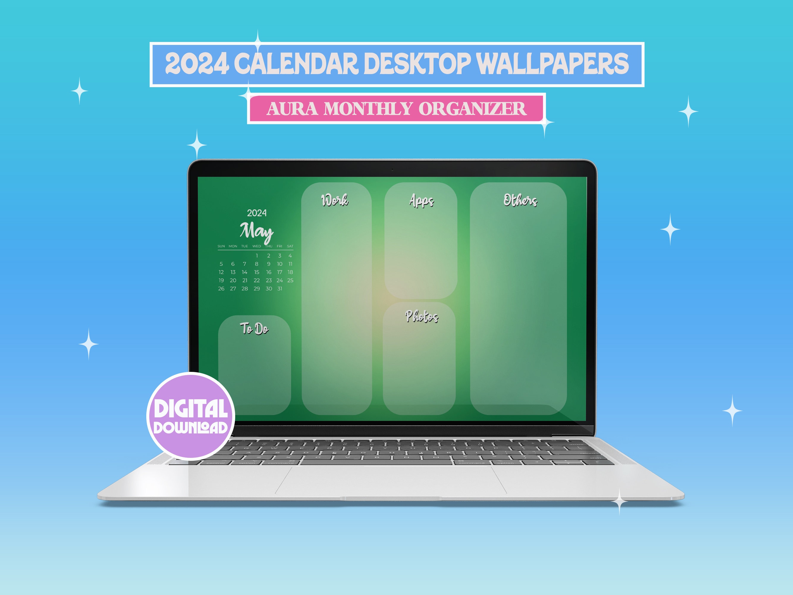 Aura 2024 Calendar Desktop Organizer Wallpaper Laptop - Etsy