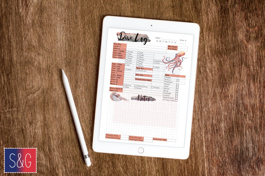 Watercolor Mollusc Printable Dive Log- Instant Download - Etsy