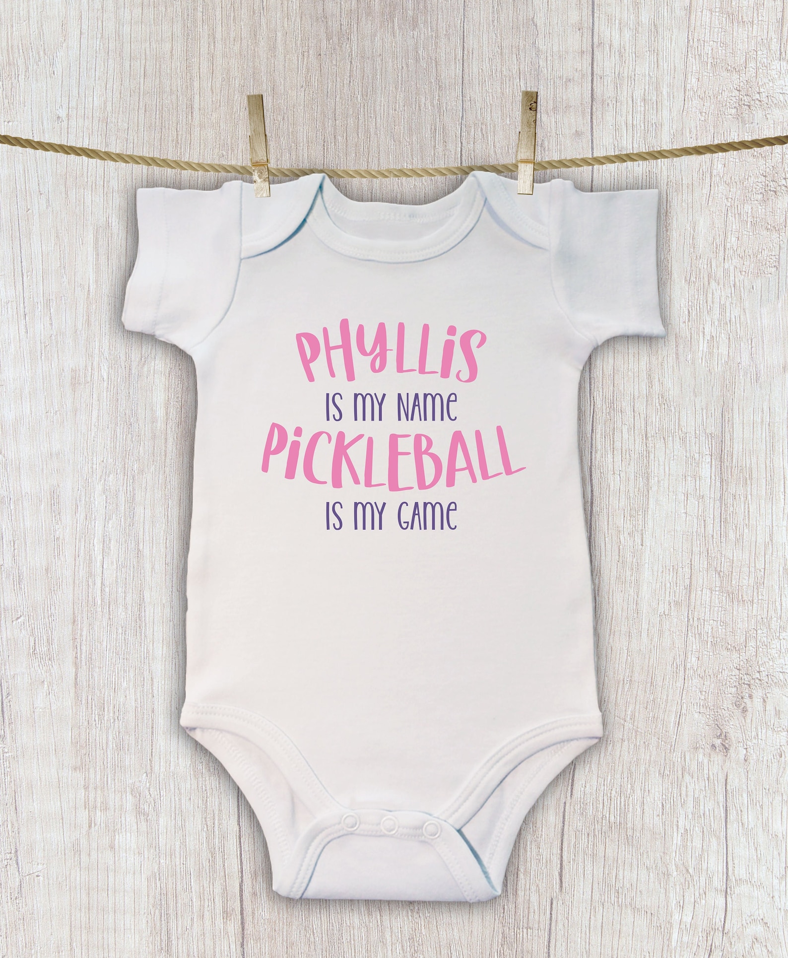 Personalized Girls Pickleball Bodysuit, Infant Sports Bodysuit, Girls ...
